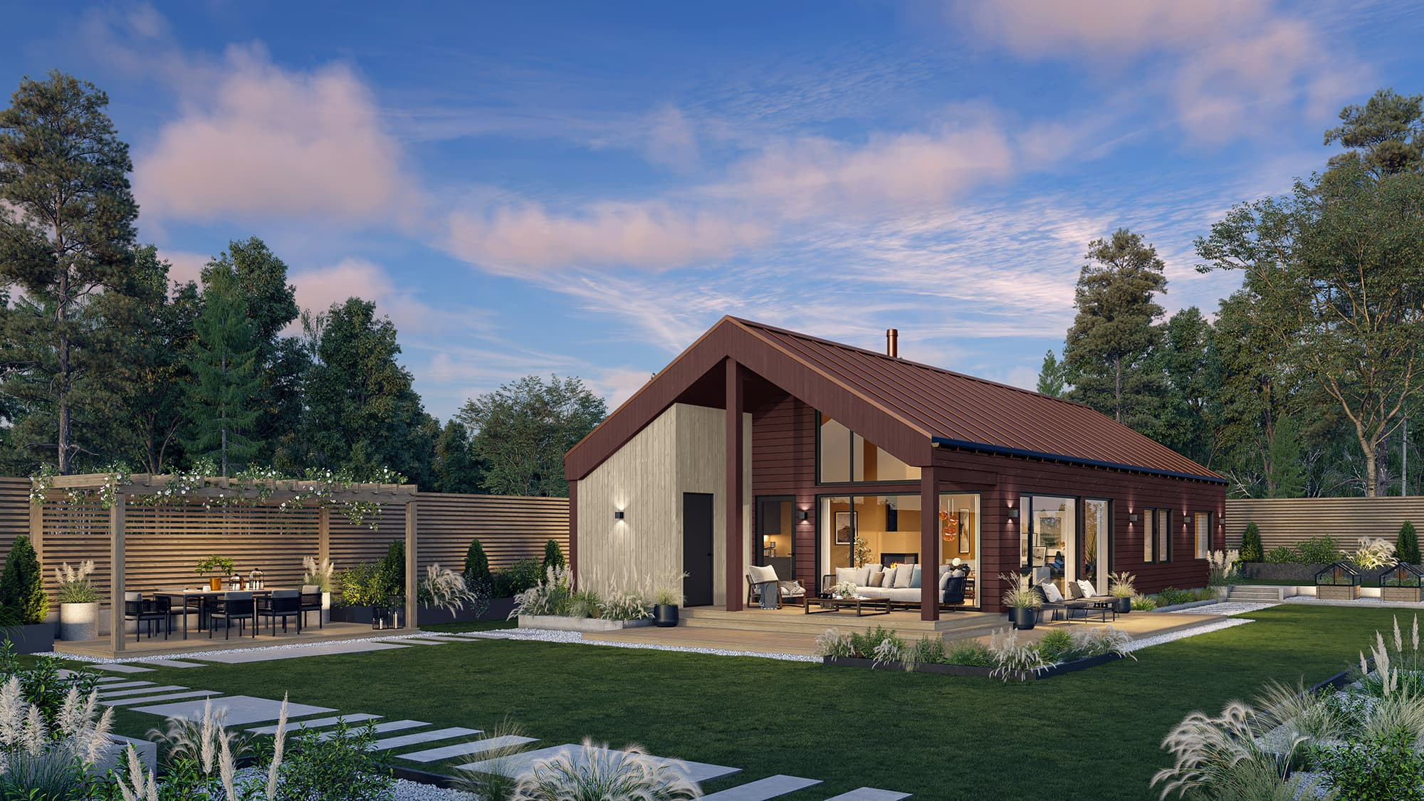 Heim | Smart hus med overbygd uteplass | Lindehus